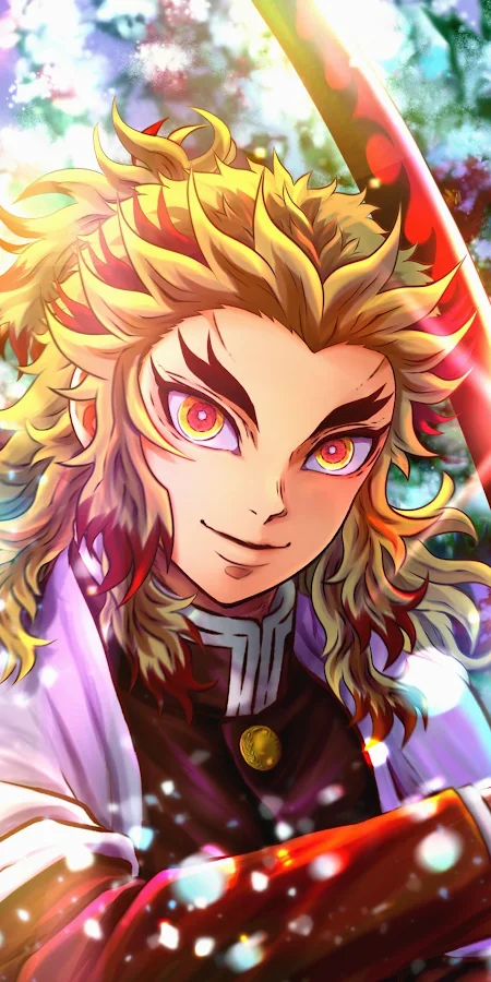 Rengoku, Demon Slayer, Anime, Flame Pillar Full HD iPhone Phone Wallpaper