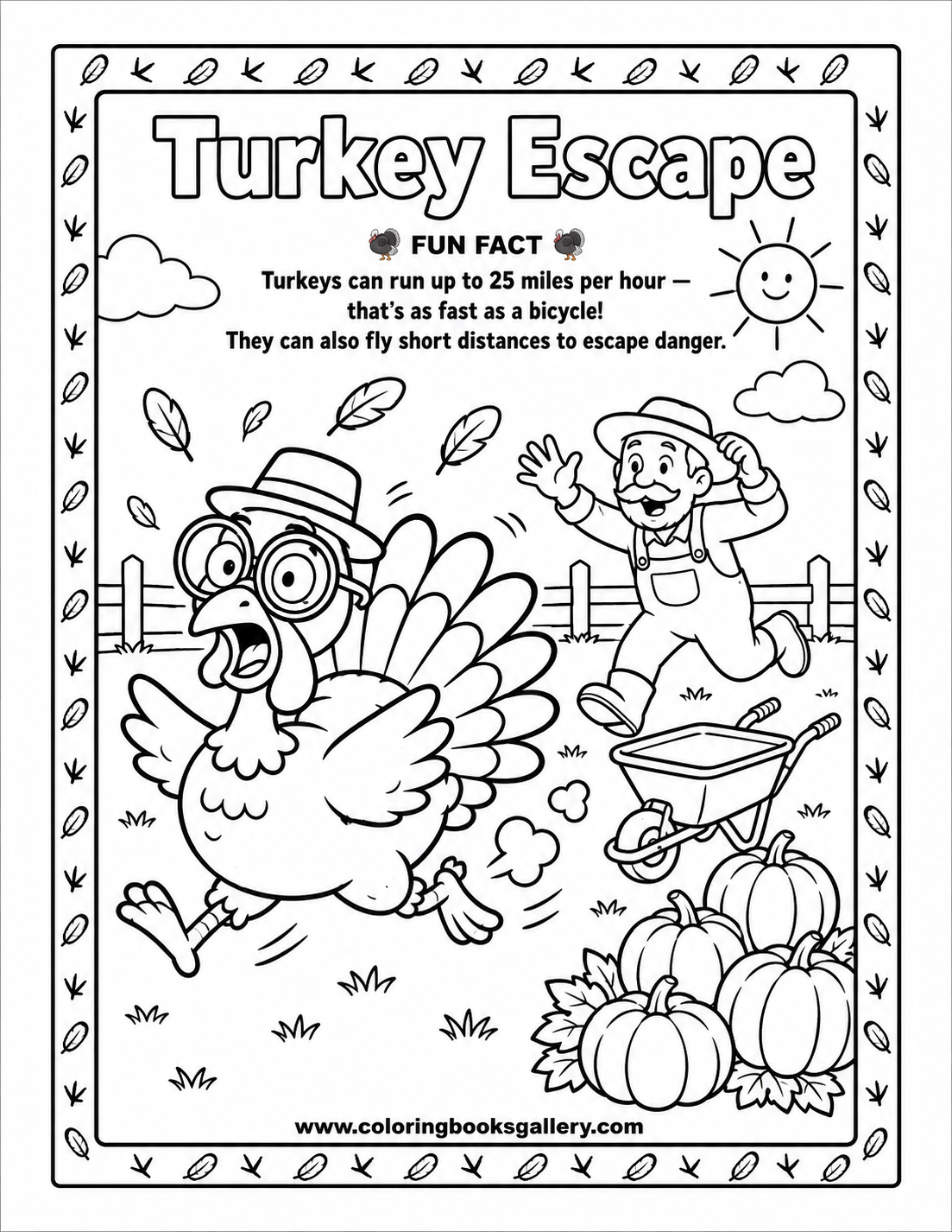 Funny Turkey Escape Coloring Sheet – Fun for Kids and Adults