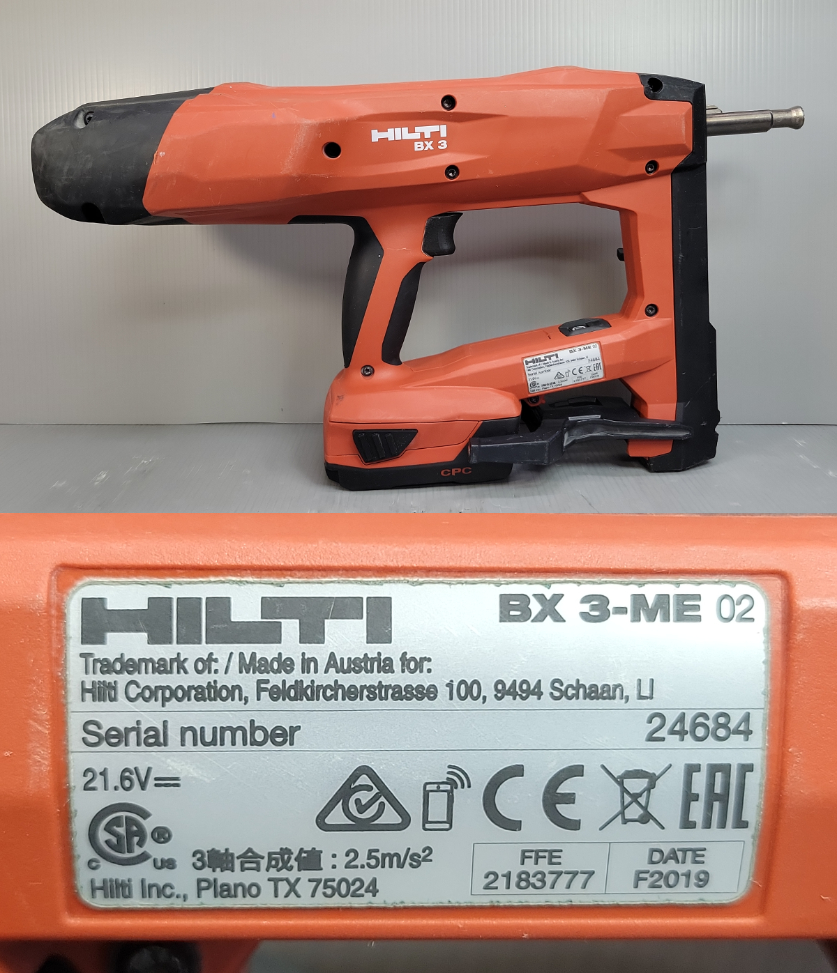 ★HILTI ヒルティ★充電式鋲打ち機★BX3-ME(02)★バッテリ 充電器 取説 ケース付★－Funbid香港本地日本代購網站