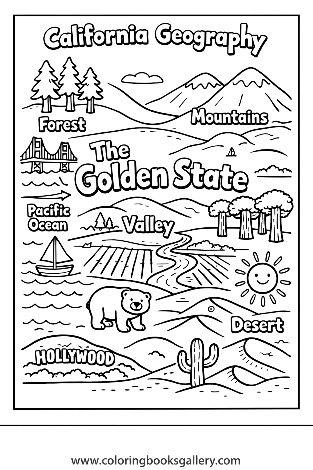 California Geography for Kids – Simple Educational Printable Coloring ...