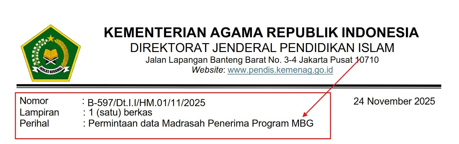 Surat Edaran Permintaan Data Penerima Program Makan Bergizi Gratis (MBG ...