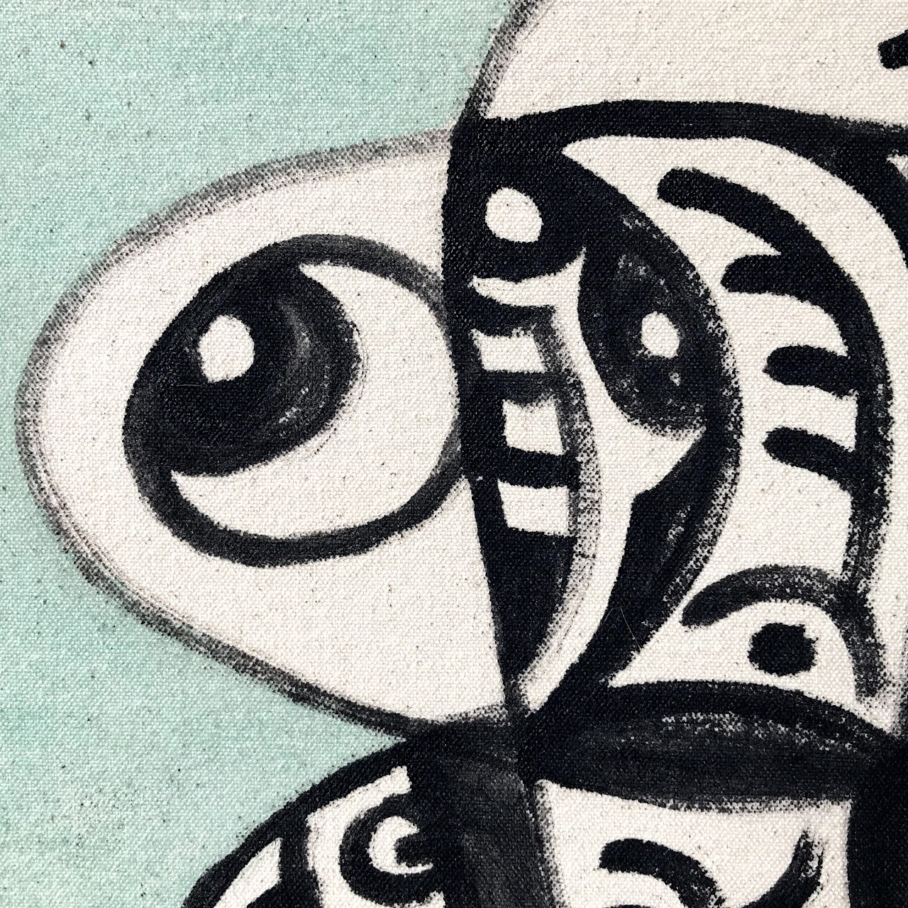 Signed Contemporary Abstract Fish Oil Painting