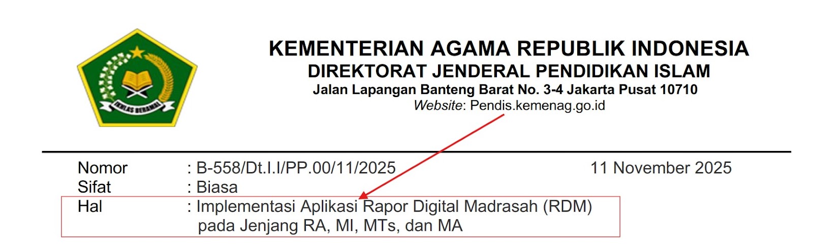 Surat Edaran Penggunaan Aplikasi Rapor Digital Madrasah (RDM) pada ...