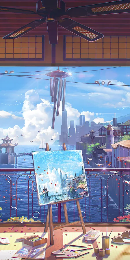 Japanese, Art Studio, Interior Design, Cityscape 4K Phone Wallpaper