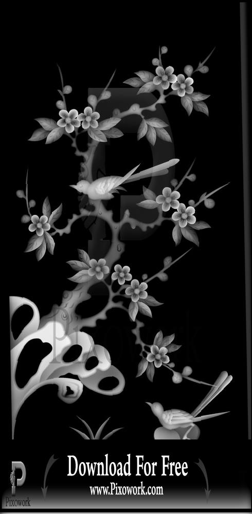 +2021 idées de Motif bmp Flower and Bird Grayscale