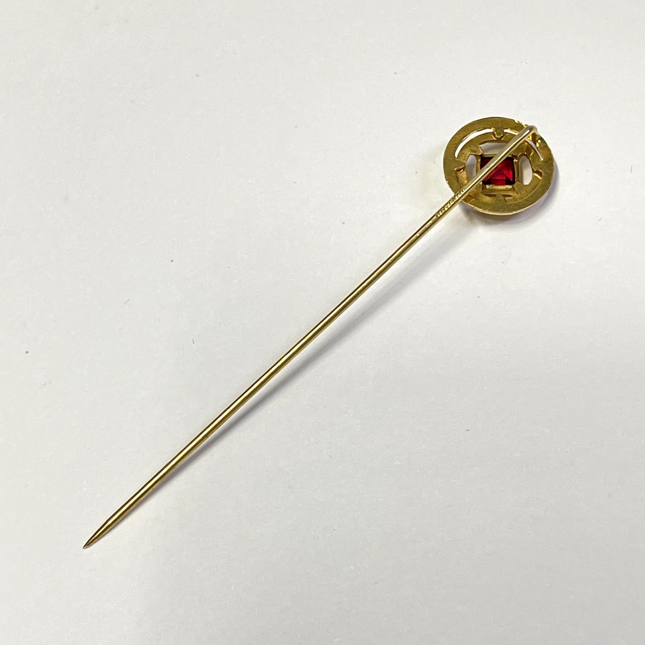 10K Gold & Red Stone Stick Pin