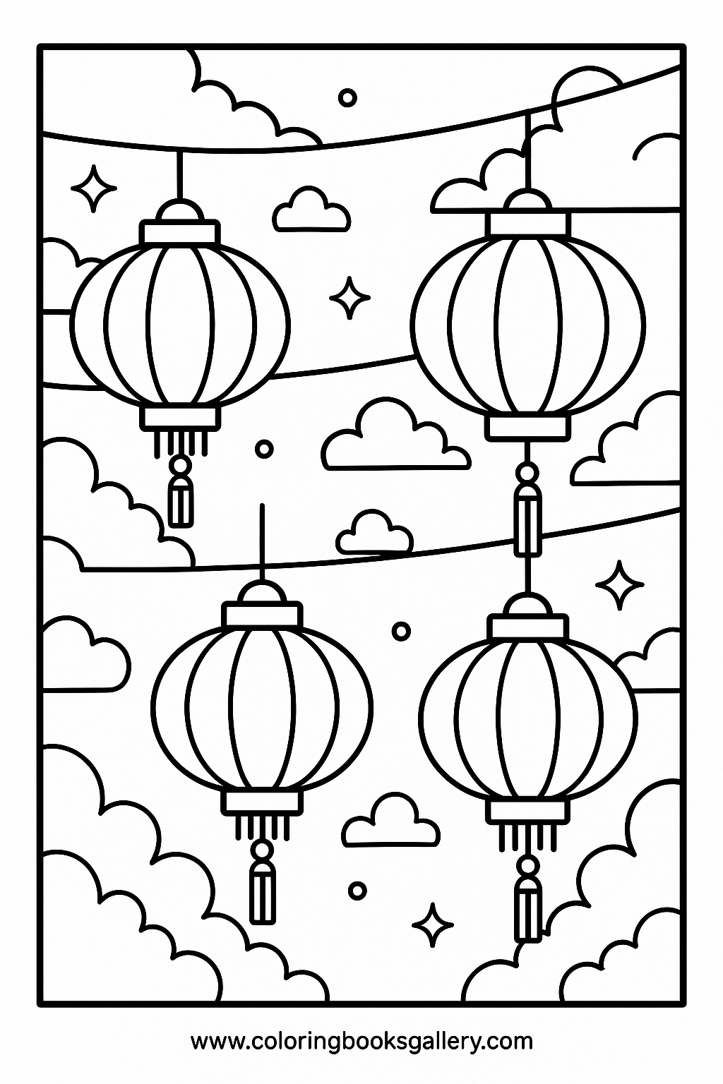Enjoy Festive Coloring with Our Free Printable Red Lanterns Sheet