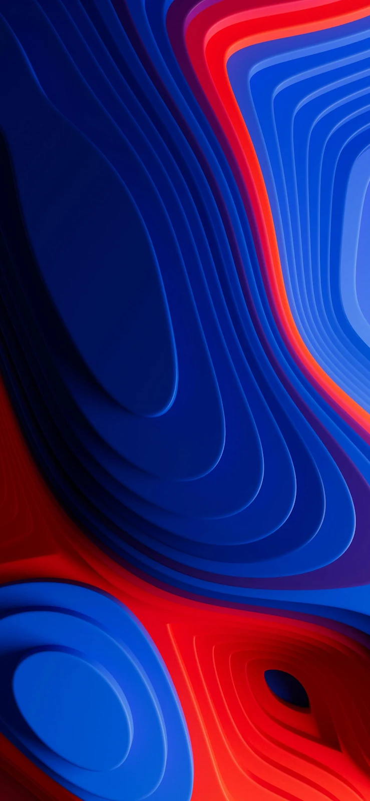Dynamic Red and Blue Contours 2K iPhone Wallpaper