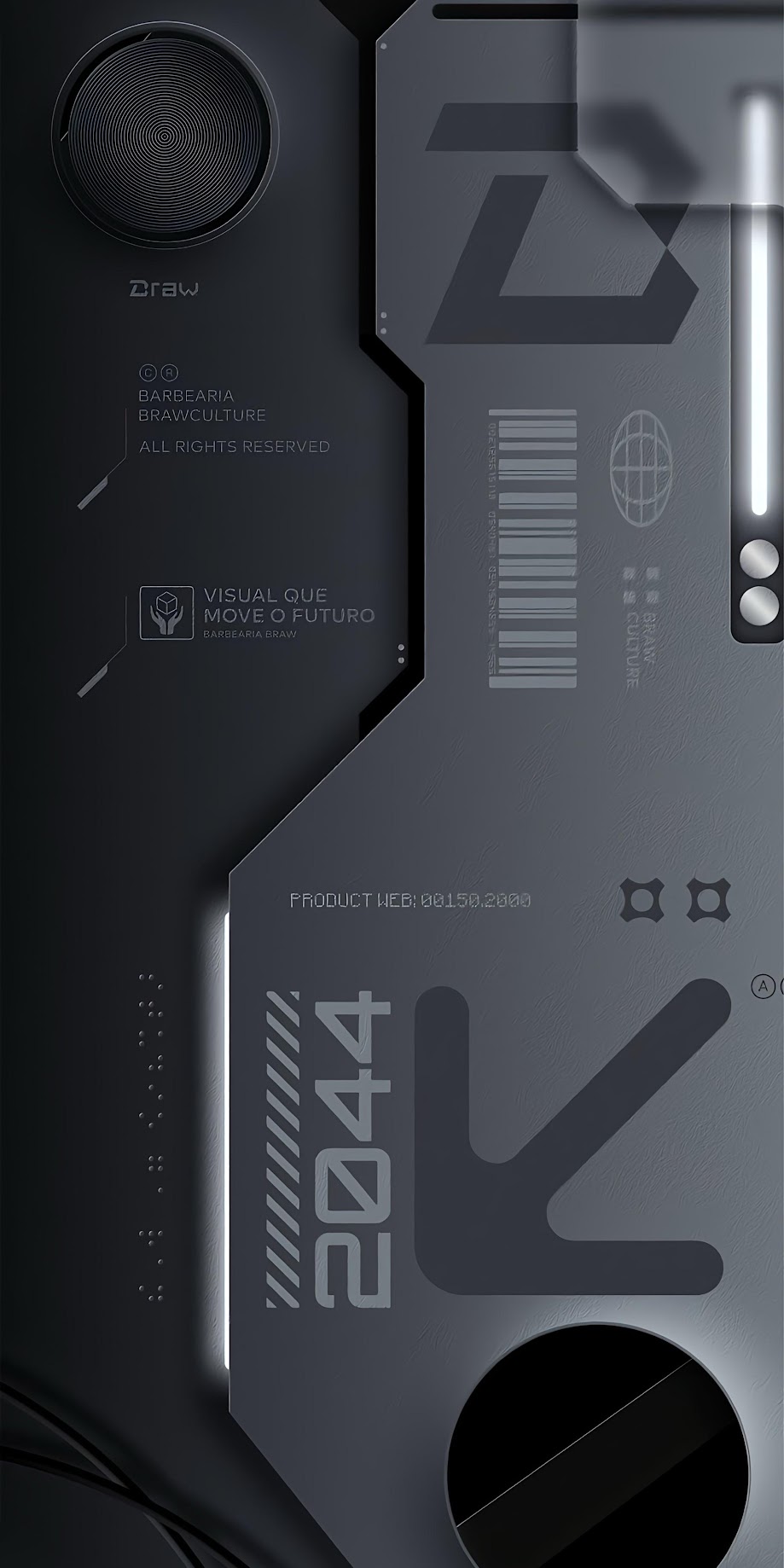 Dark Futuristic Interface Panel Design 2K iPhone Wallpaper