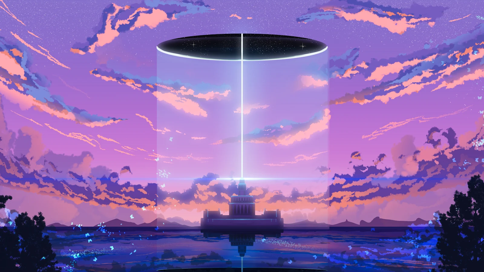 Anime, Portal, Fantasy, Purple, Butterflies 2K Wallpaper