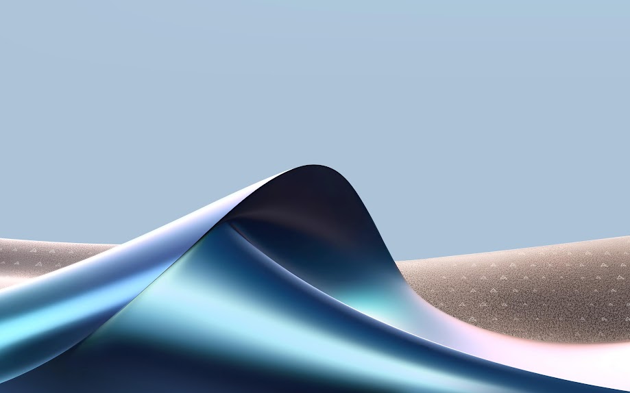 Abstract Blue Metallic Waveform 2K PC Wallpaper