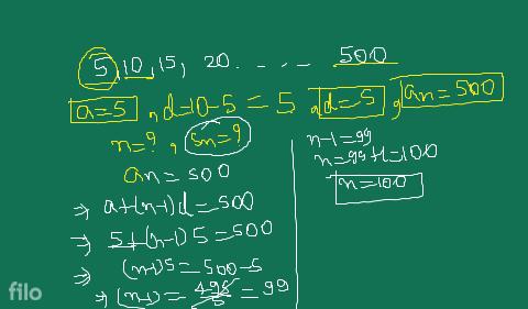 5,10,15,20 \ldots, 500 find the sum of the series. | Filo