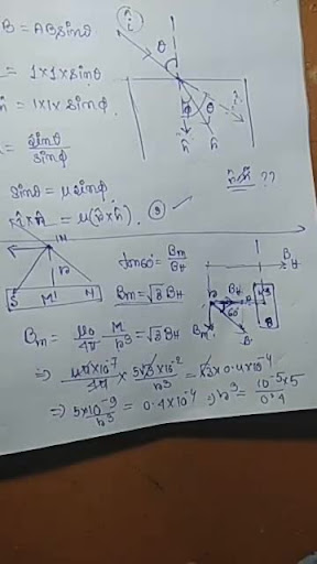 A short bar magnet of magith its axis normal to the earth's horizontal ma..