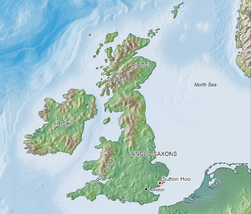 Map of Europe showing the location of Sutton Hoo — Google Arts & Culture