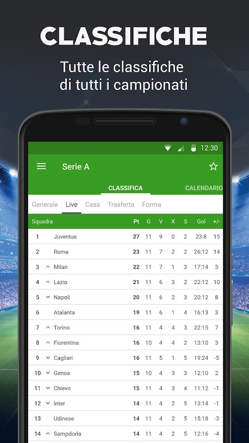 Calcio in diretta - App Android su Google Play