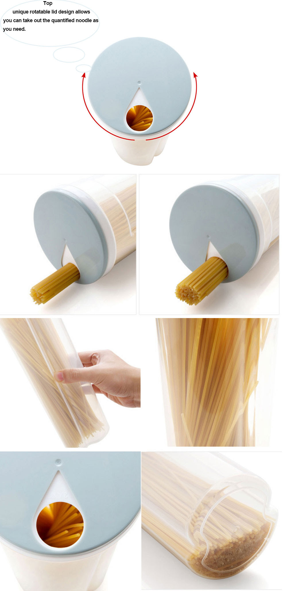 HIPSTEEN Noodles Spaghetti Food Storage Boxes Airtight Storage ...