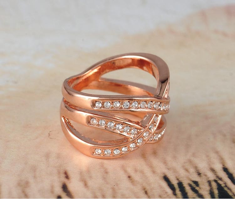 ANFASNI Weekend Deal Trendy Engagement Rings Rose Golden Color High Quality Genuine SWA Stellux ...