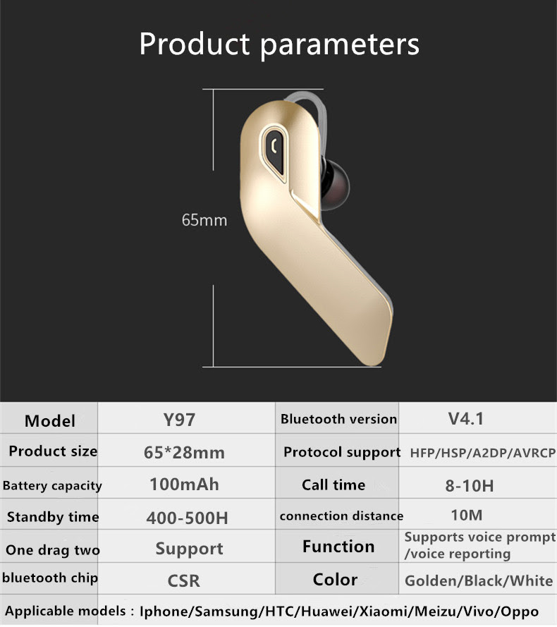 2017 Newest Bluetooth Headset Handsfree Auriculares Wireless 4.1 ...