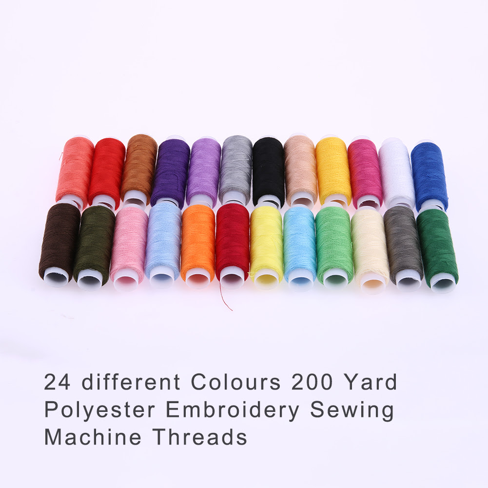 24 Colours 200 Yards Polyester Sewing Threads Embroidery Machine Sewing ...