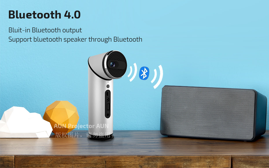 AUN Q9 Portable Projector, 90 Degree Rotatable Lens Projector. Built-in ...