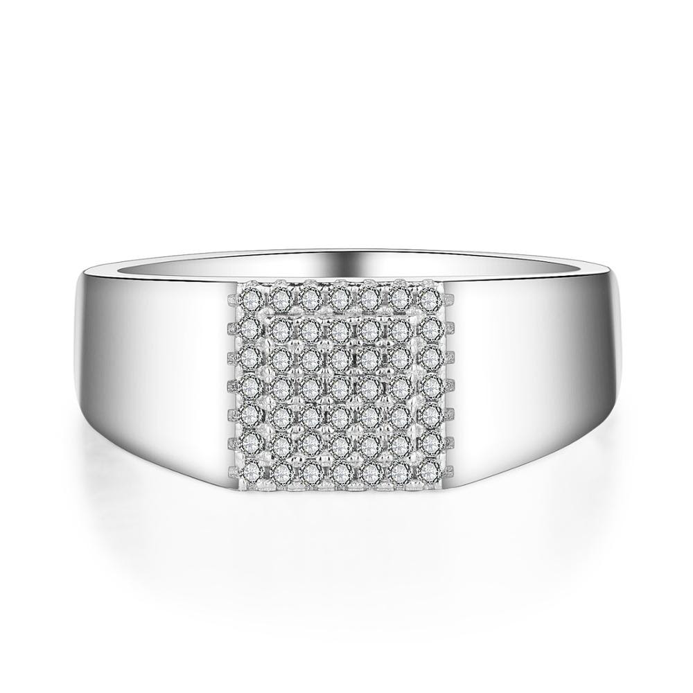 Men's Simple Wedding Silver Ring Big Square Cubic Zircon Rings Silver ...