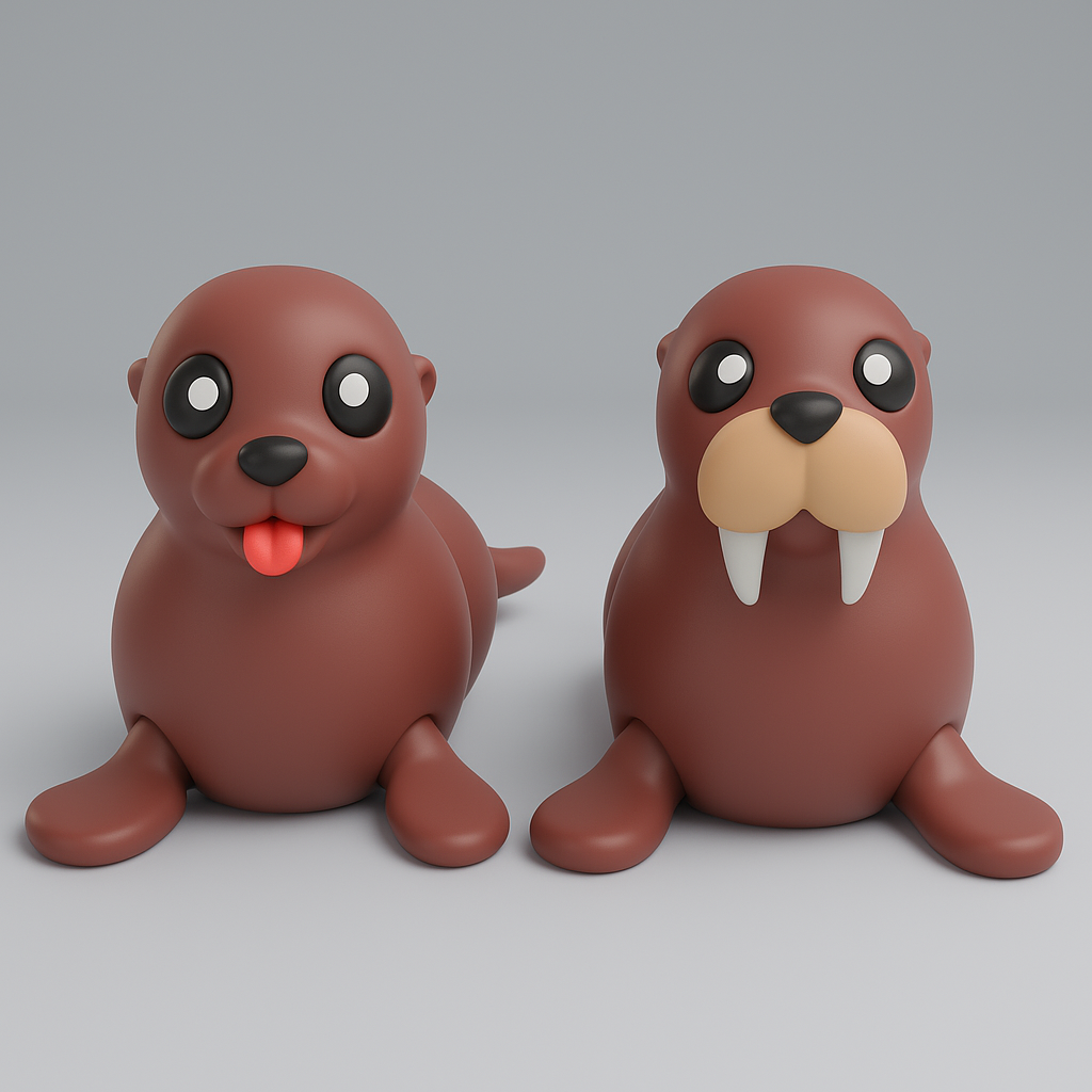 Walrus & Seal - Articulated Keychain Figure by Biocraftlab | 3D ...