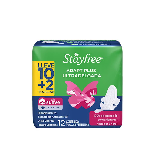 Toalla Higiénica Stayfree Adapt Plus Ultradelgada x 12 und